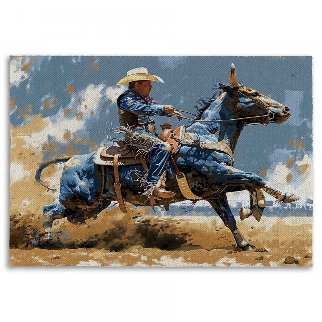 Rodeo Rug, Sports Rugs, Cowboy Action Area Rug, Artistic Living Room ...