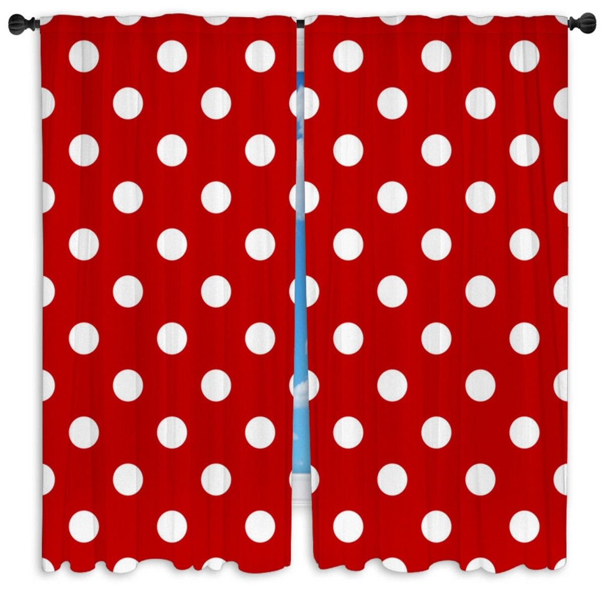 Polka Dots Window Curtain Polka Dot Curtains Red Window | Etsy