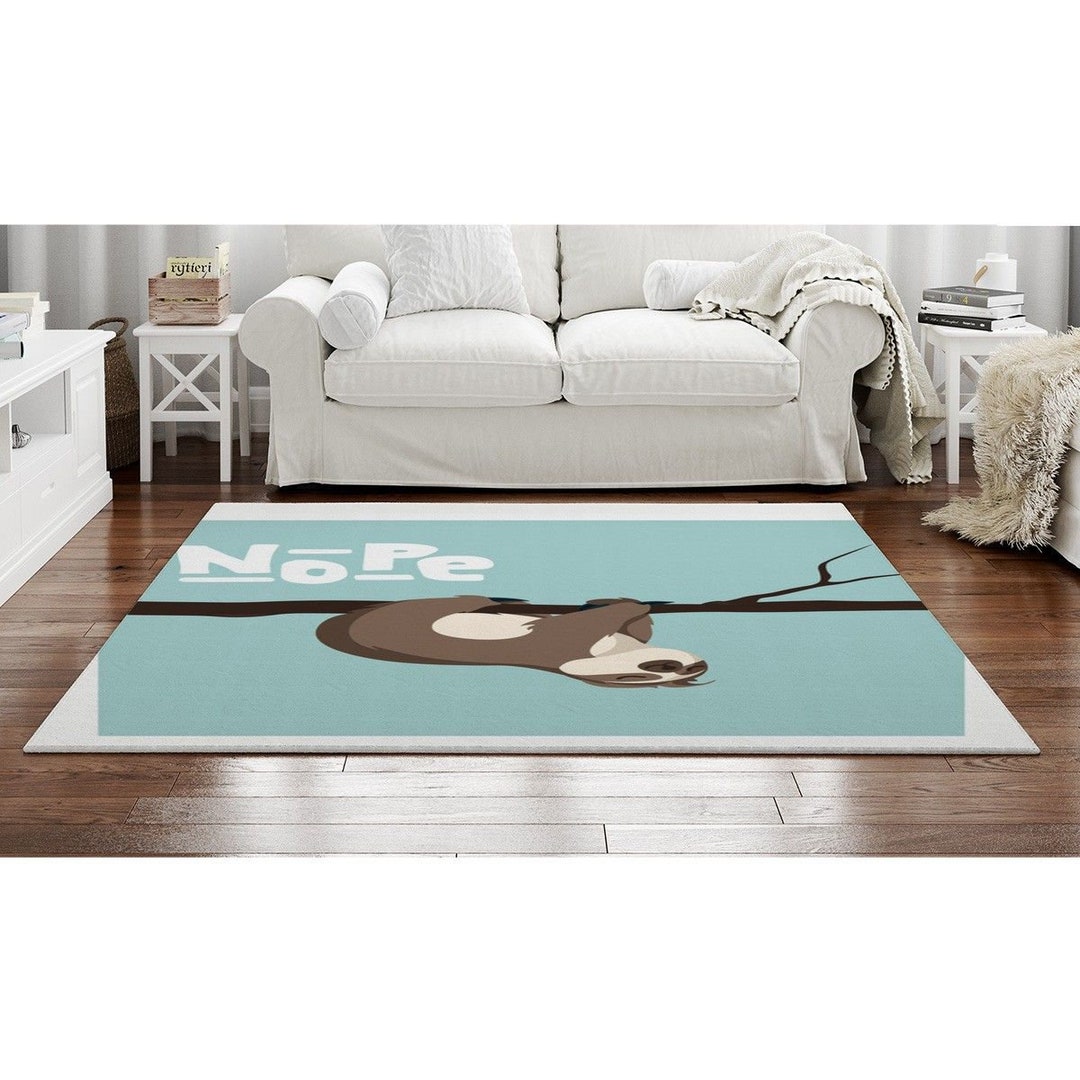 Funny Rugs Cute Area Rugs Funny Sloth Rug Blue Area Rug Animal - Etsy.de
