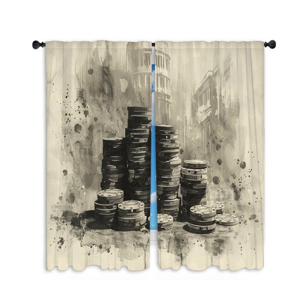 Poker Chips Window Curtain, Gambling Curtains, Betting Curtain Panel ...