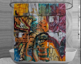 Unique Graffiti Shower Curtains - Graffiti Bath Decor | Urban Bathroom ...