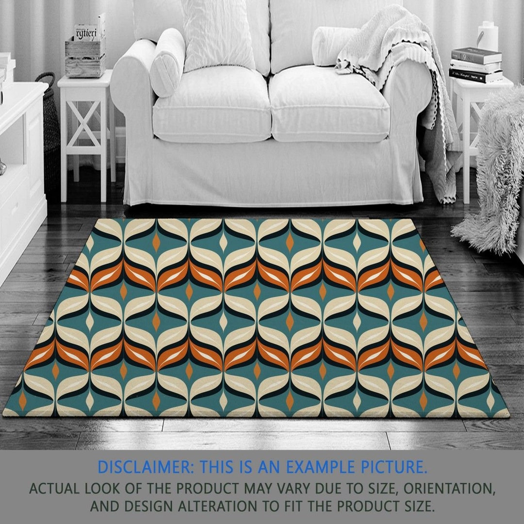1950s Rug Orange Retro Rugs Geometric Area Rug Mid Century - Etsy