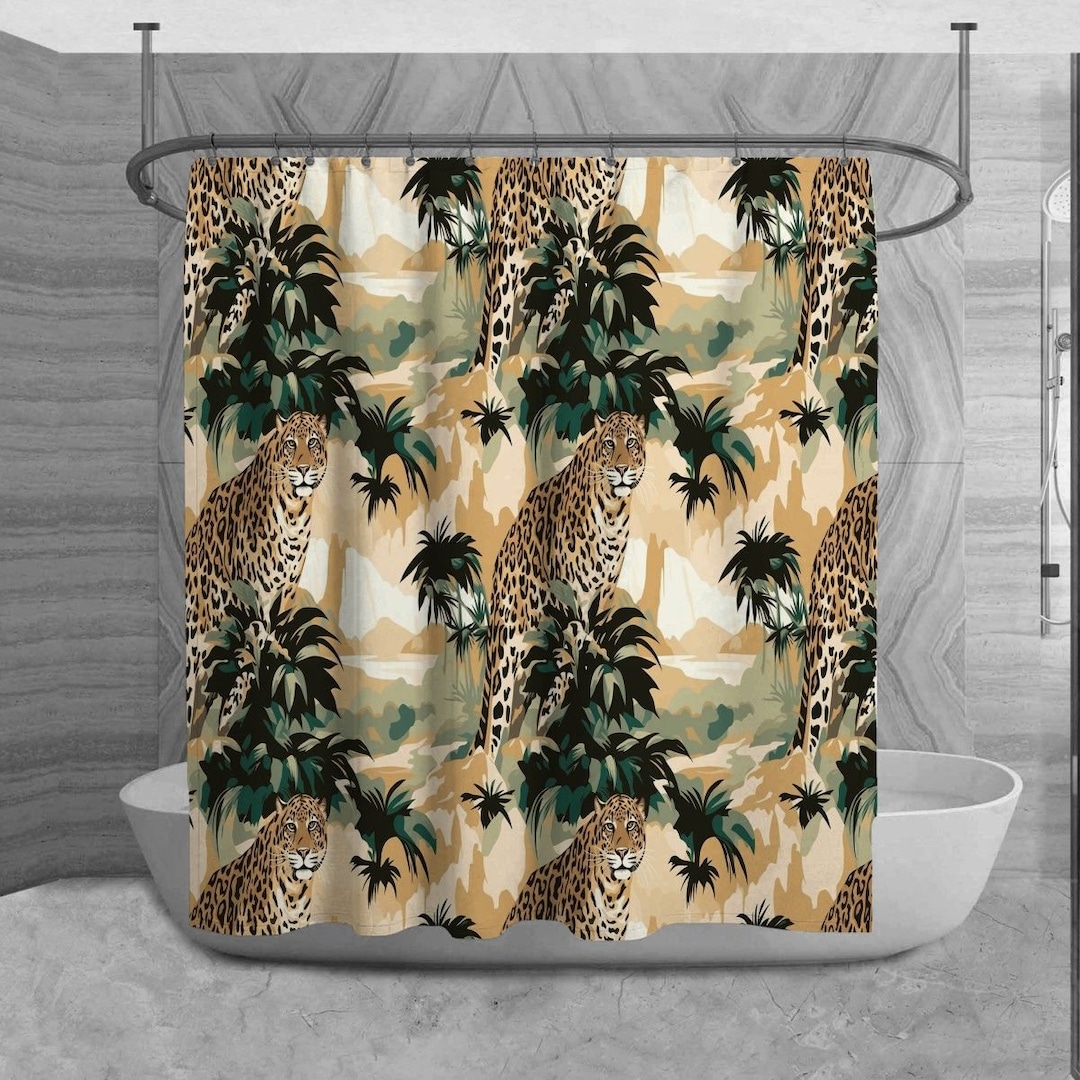 Leopard Shower Curtain, Jaguar Bathroom Decor, Exotic Bath Decor ...