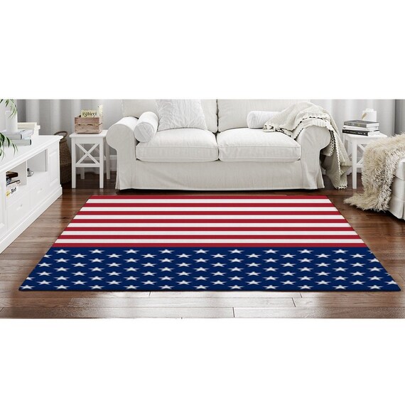 USA Flag Area Rugs American Flag Rectangle Rug Red White - Etsy