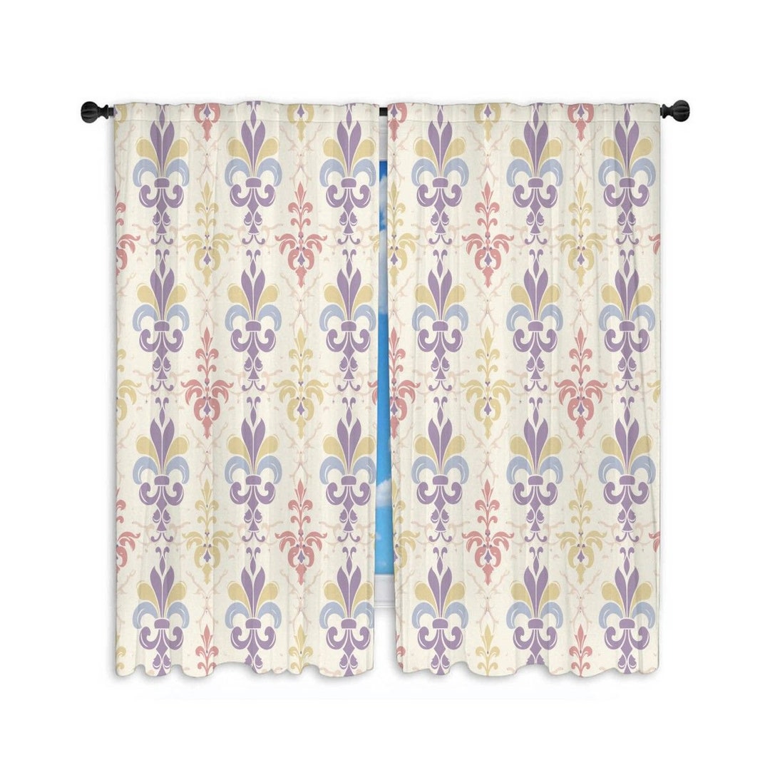 French Country Window Curtain Fleur De Lis Curtains - Etsy