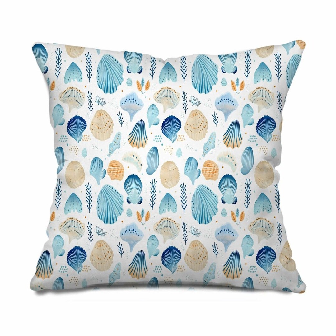 Coastal Pillow, Beach House Pillow Cover, Sea Shell Throw Pillow, Ocean ...