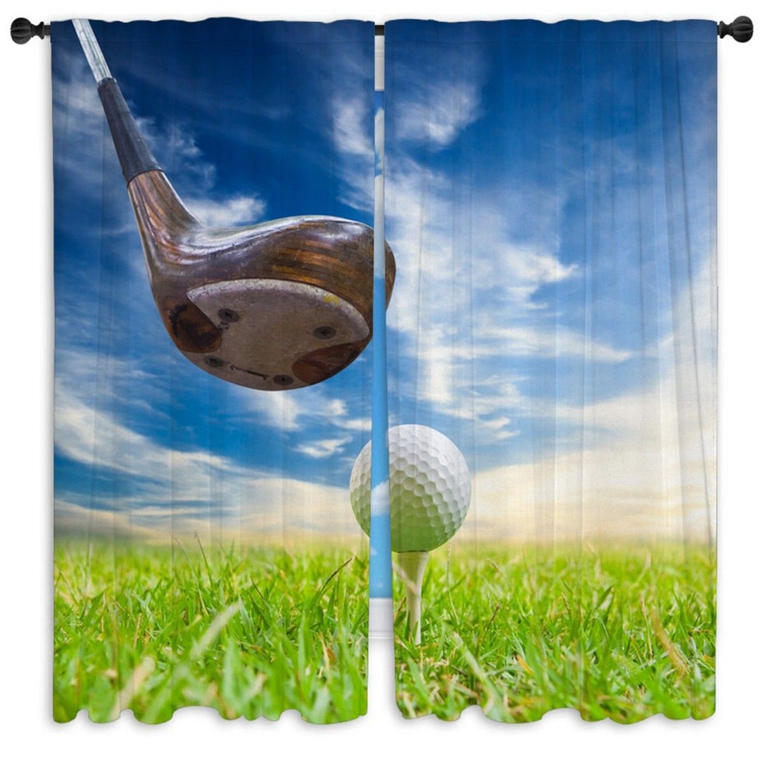 Golf Curtains Sports Theme Curtain Panels Blue and Green Drapes Golf ...