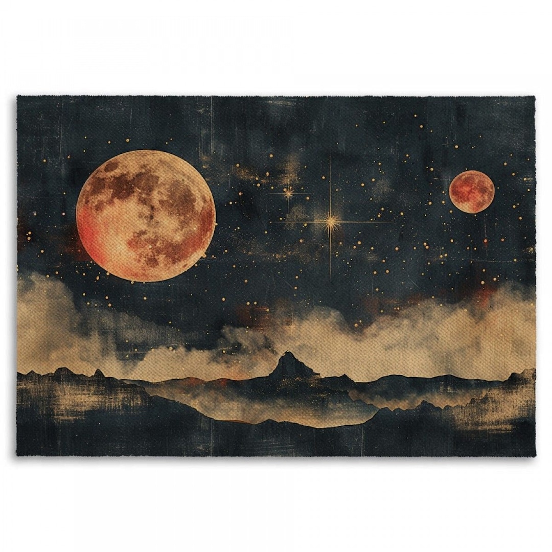 Planets Rug, Space Rugs, Cosmic Area Rug, Retro Living Room Rugs ...