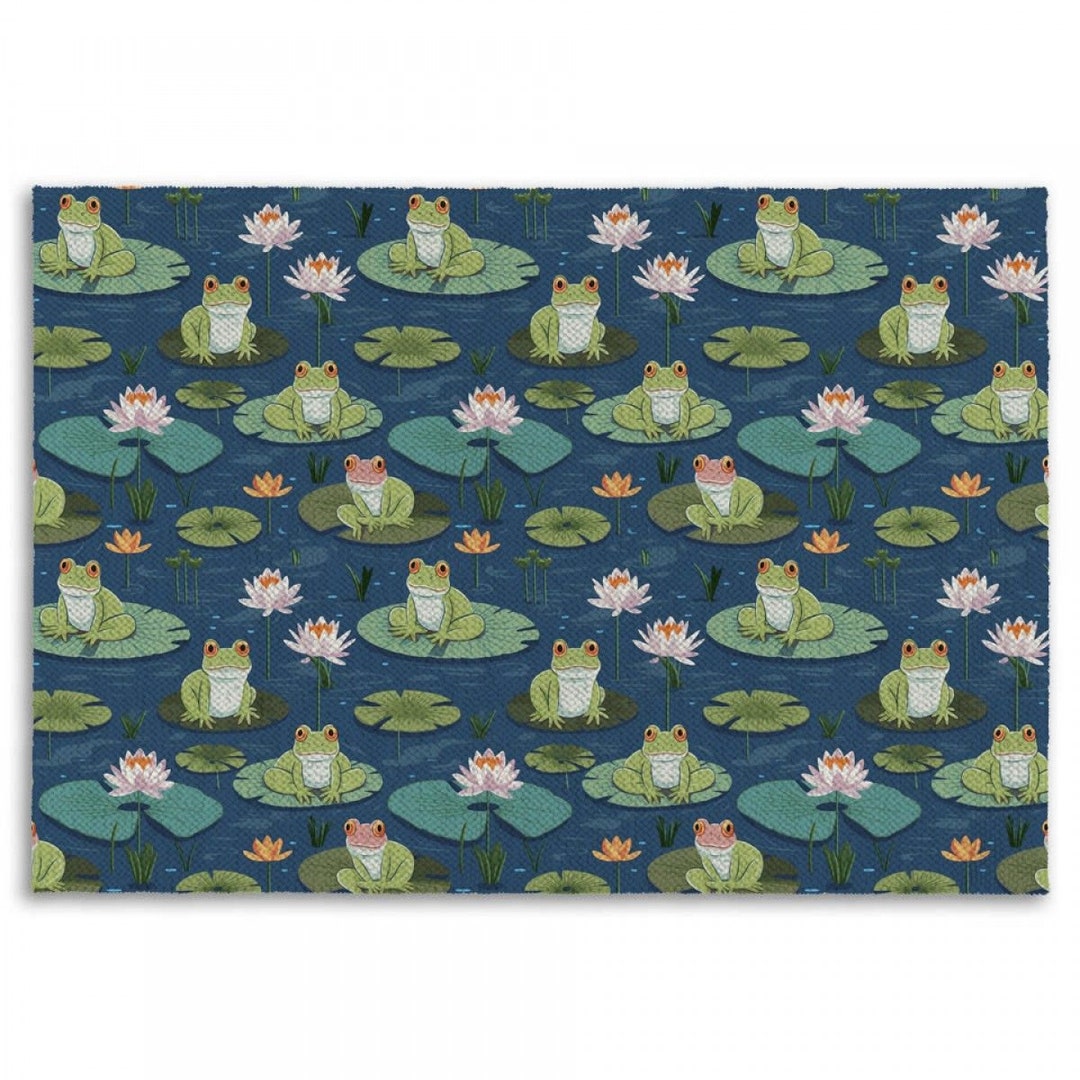 Frog Rug Lakehouse Rugs Lily Pad Area Rug Lotus Flower - Etsy