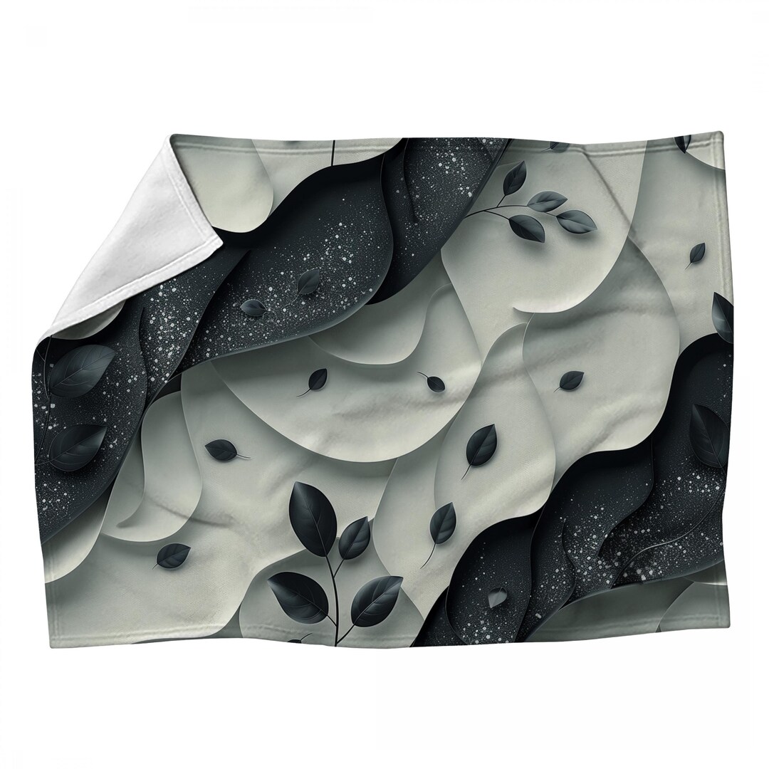 Leaves Blanket, Nature Blankets, Contemporary Sherpa Blanket, Elegant ...