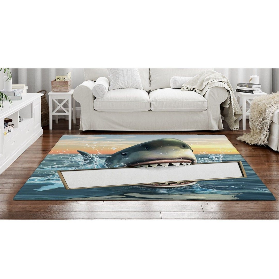 Personalized Name Rugs Shark Area Rug Sharks Ad Floor Mats Animals Kids ...