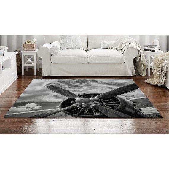 Vintage Airplane Area Rug Airplane Area Rugs Gray Airplane - Etsy