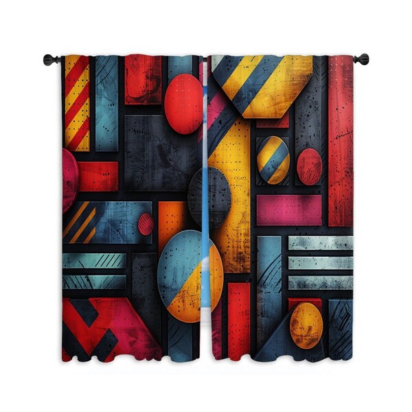 Color Block Curtain - Etsy