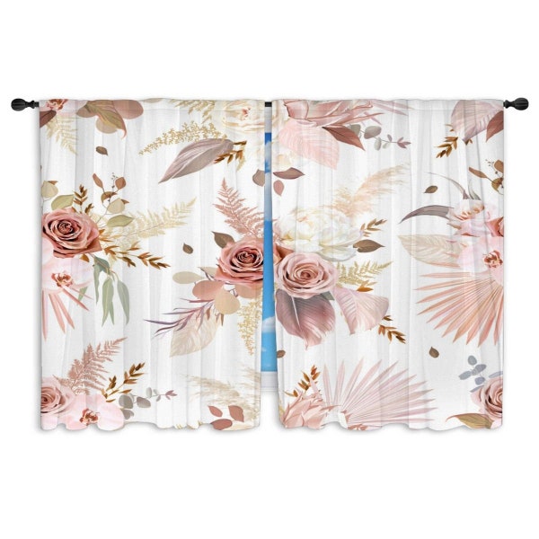 Pink Floral Curtains - Etsy