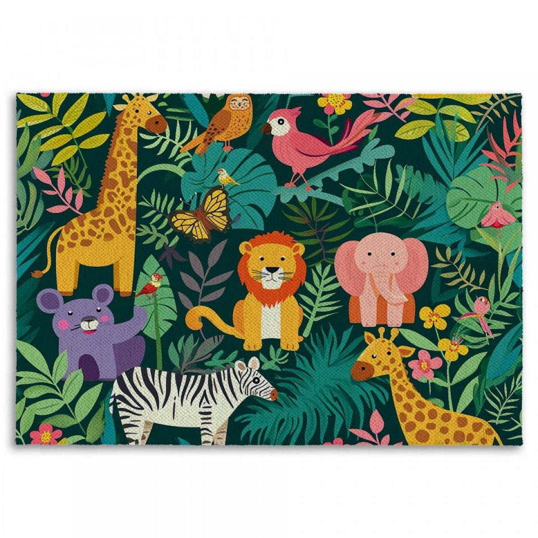 Safari Pattern Rugs Jungle Area Rugs African Safari Rug Green Area Rugs ...