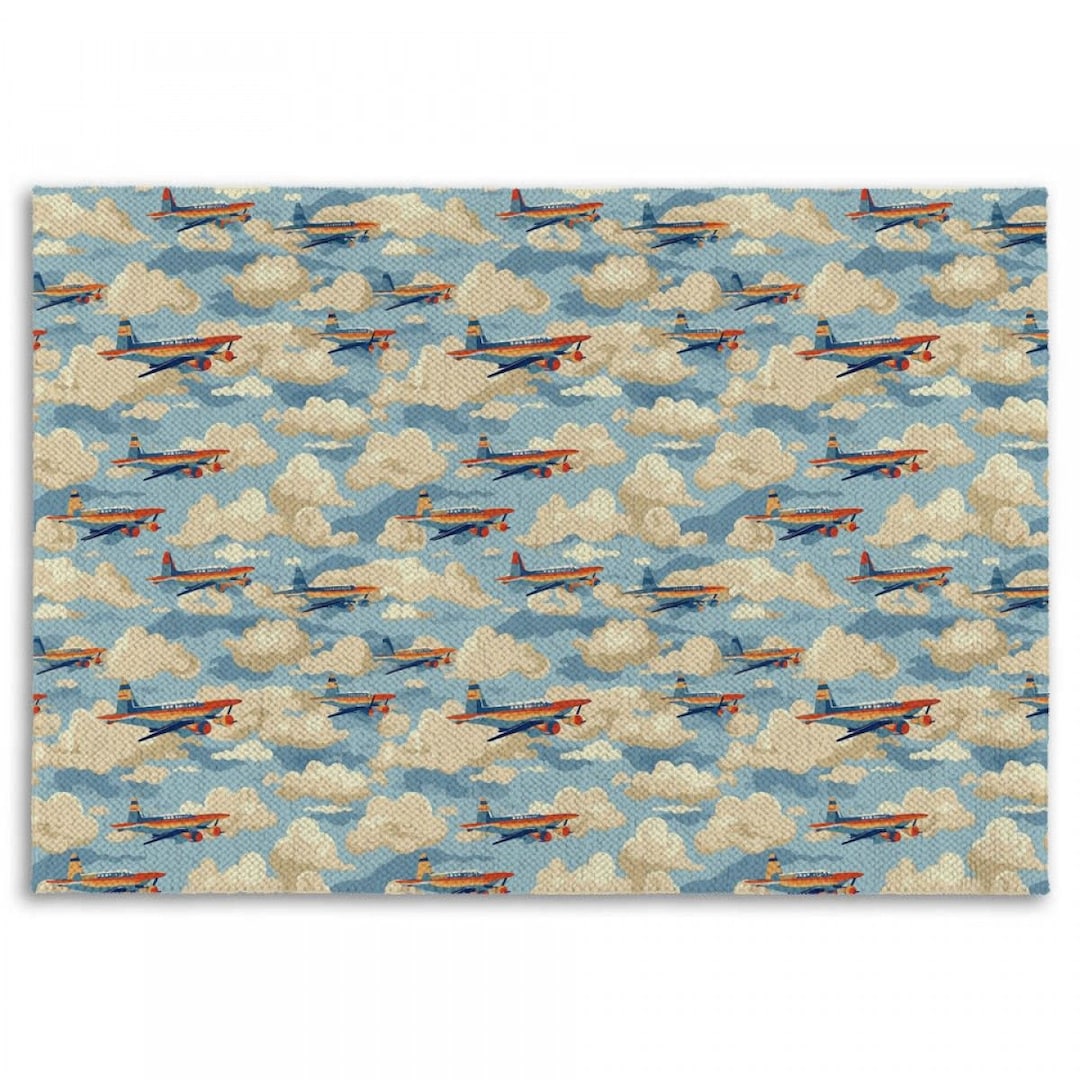 Airplane Rug, Aircraft Rugs, Clouds Area Rug, Sky Living Room Rugs ...