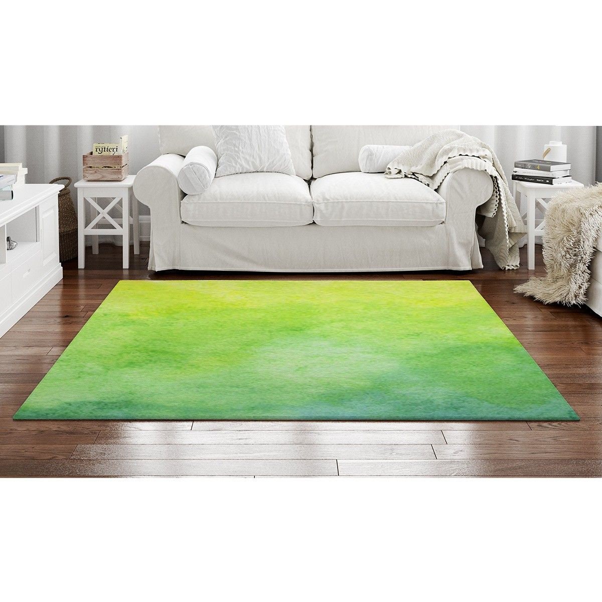 Grunge Style Rug Green Watercolor Area Rugs Green Area Rugs | Etsy