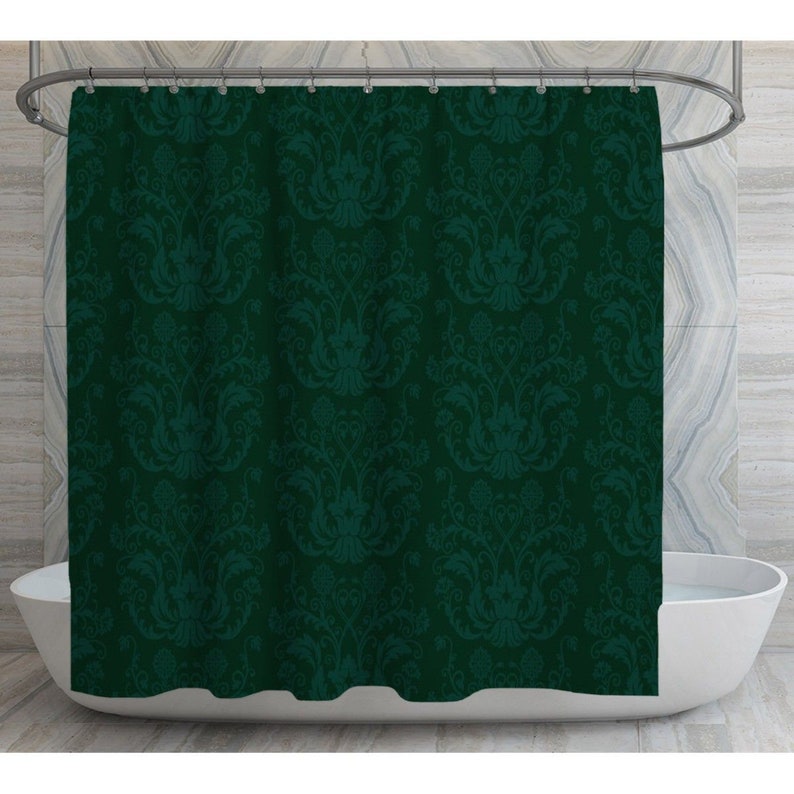 Emerald Green Shower Curtains Vintage Shower Curtain Emerald - Etsy