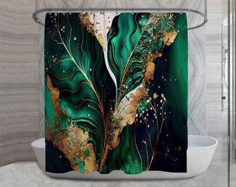 Emerald Green and Gold Shower Curtain Modern Abstract - Etsy