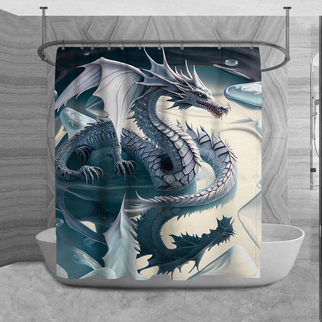 Mythical Dragon Shower Curtain, Fantasy Bathroom Decor - Etsy