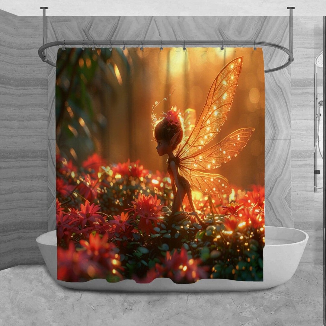 Fairy Shower Curtain, Fantasy Bathroom Decor, Magical Glow Bath Mat ...