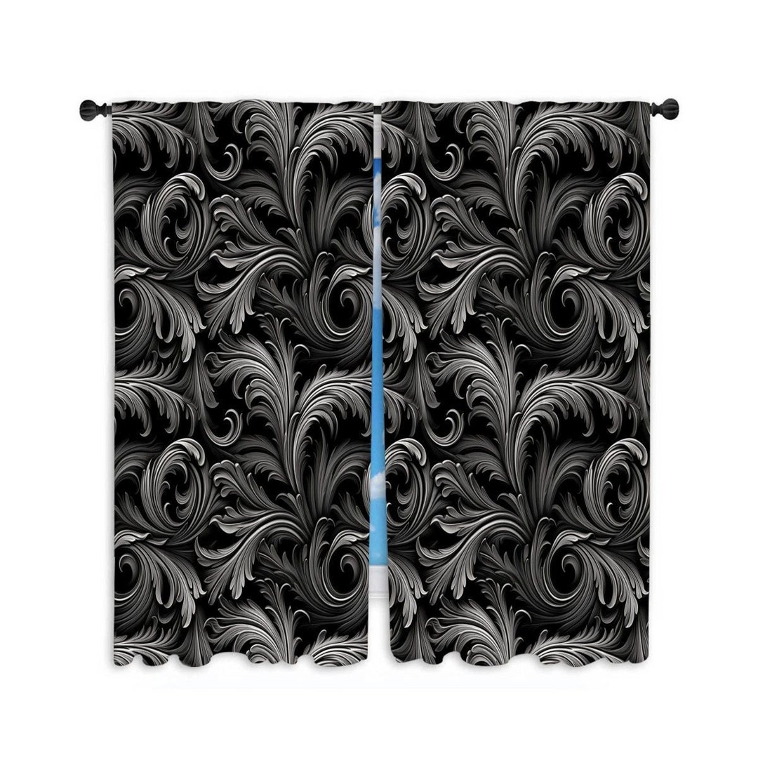 Acanthus Window Curtain, Gothic Curtains, Greek Curtain Panel, Vintage ...