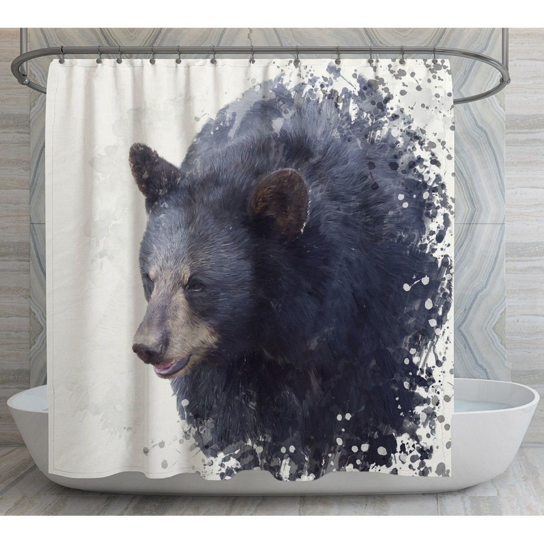 Bear Shower Curtains Bear Bathroom Decor Black and White Bathroom Decor ...
