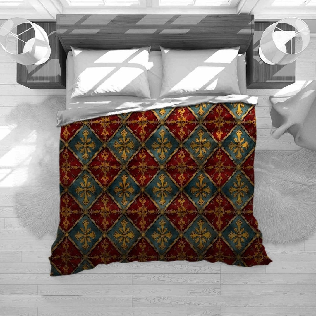 Medieval Bedding, Nordic Bedding Set, Gothic Comforter, Vintage Duvet ...