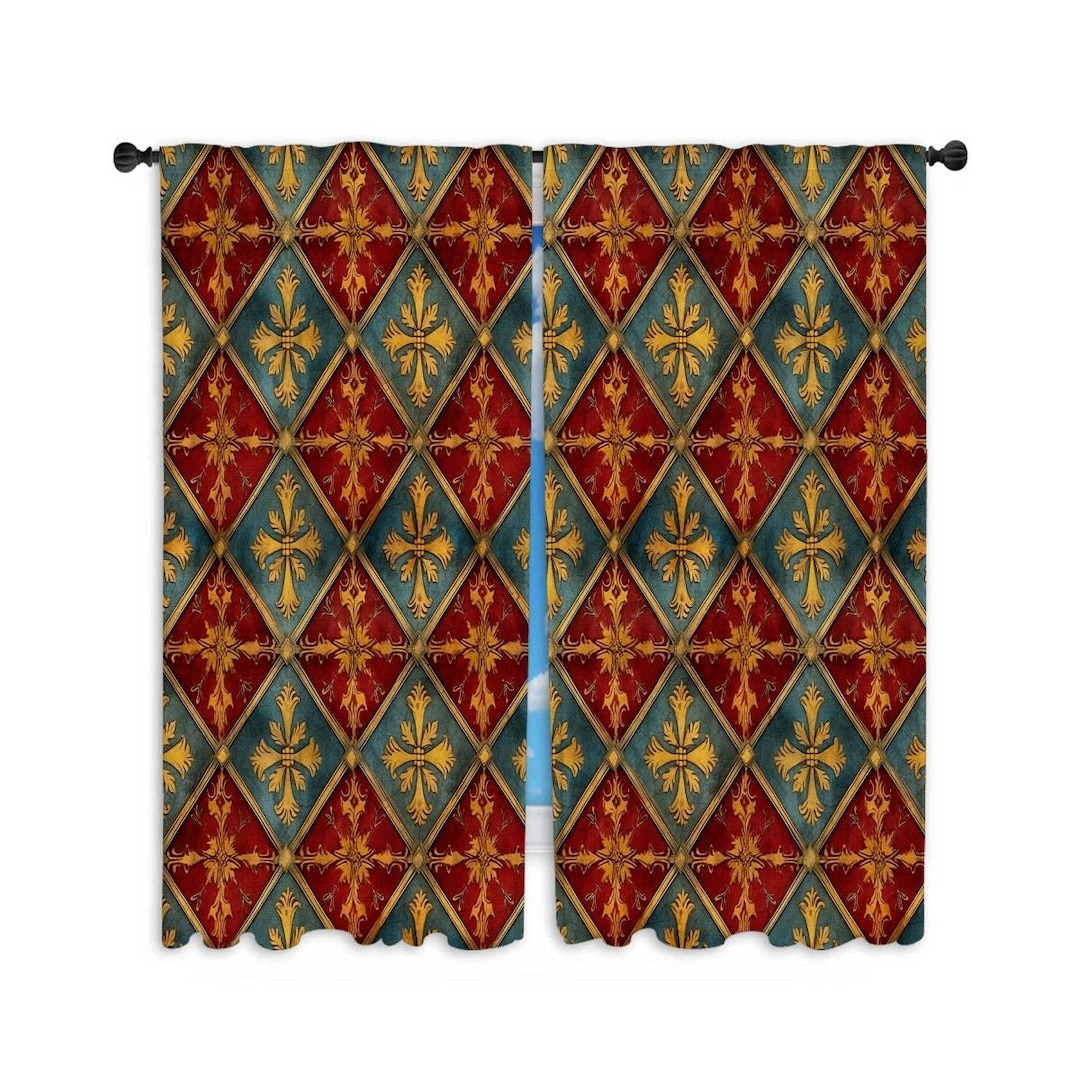 Medieval Window Curtain: Gothic Nordic Style, Custom Size Available - Etsy