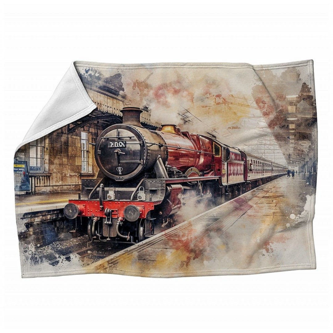 Train Blanket, Transportation Blankets, Vintage Travel Sherpa Blanket ...