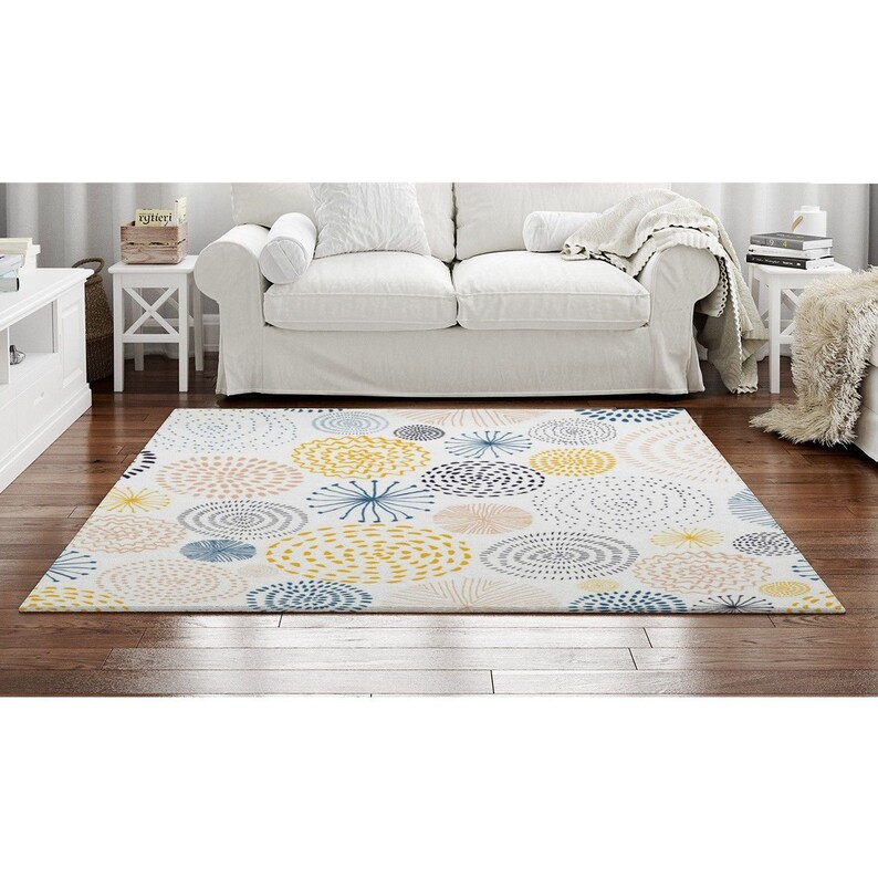 Colorful Circular Pattern Area Rug Circles Rug Blue and | Etsy