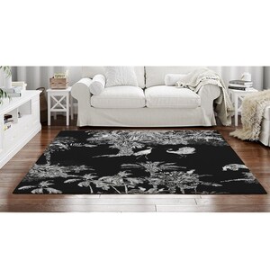 Black Toile Rugs Toile Pattern Rugs Toile Area Rugs Tropical Rug ...