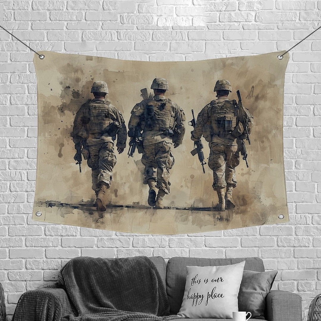 Soldiers Wall Art, Military Wall Decor, Bond Tapestry, Painting Canvas ...