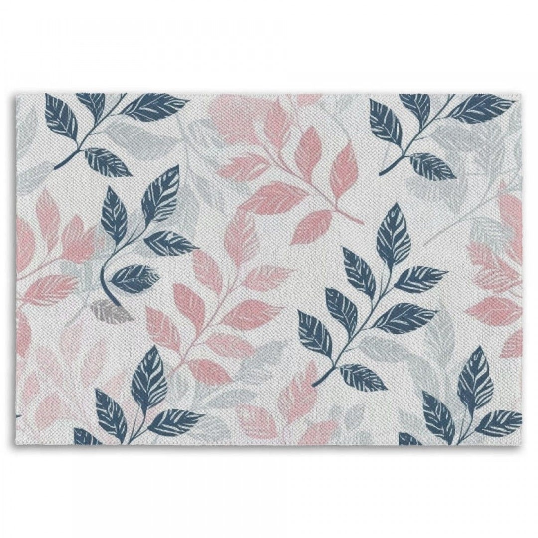 Blue and Pink Leaf Area Rug Blue and Pink Rug Leaf Area Rug White and ...