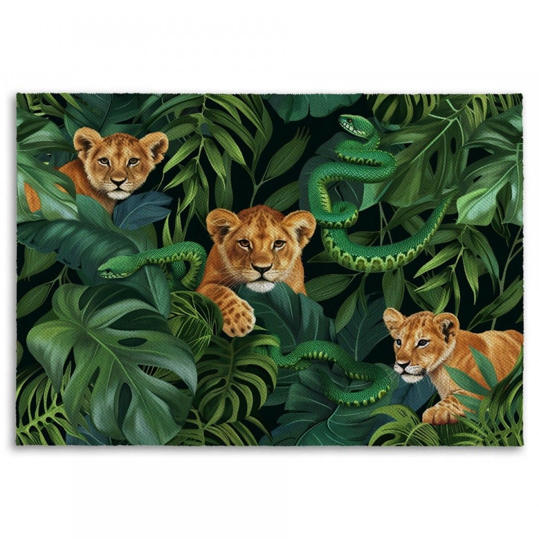 Jungle Rugs Tropical Area Rug Tropical Jungle Rug Green Area Rugs Dark ...