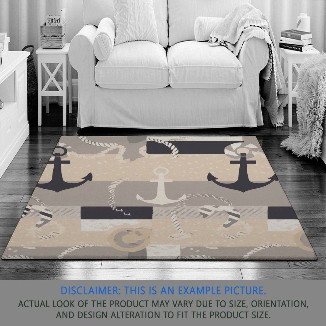 Nautical Anchor Area Rug: Rustic Beach House Decor - Etsy