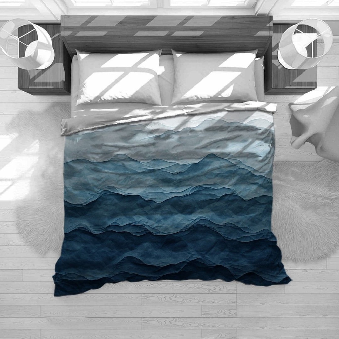 Ocean Waves Bedding, Abstract Bedding Set, Sea Texture Comforter ...