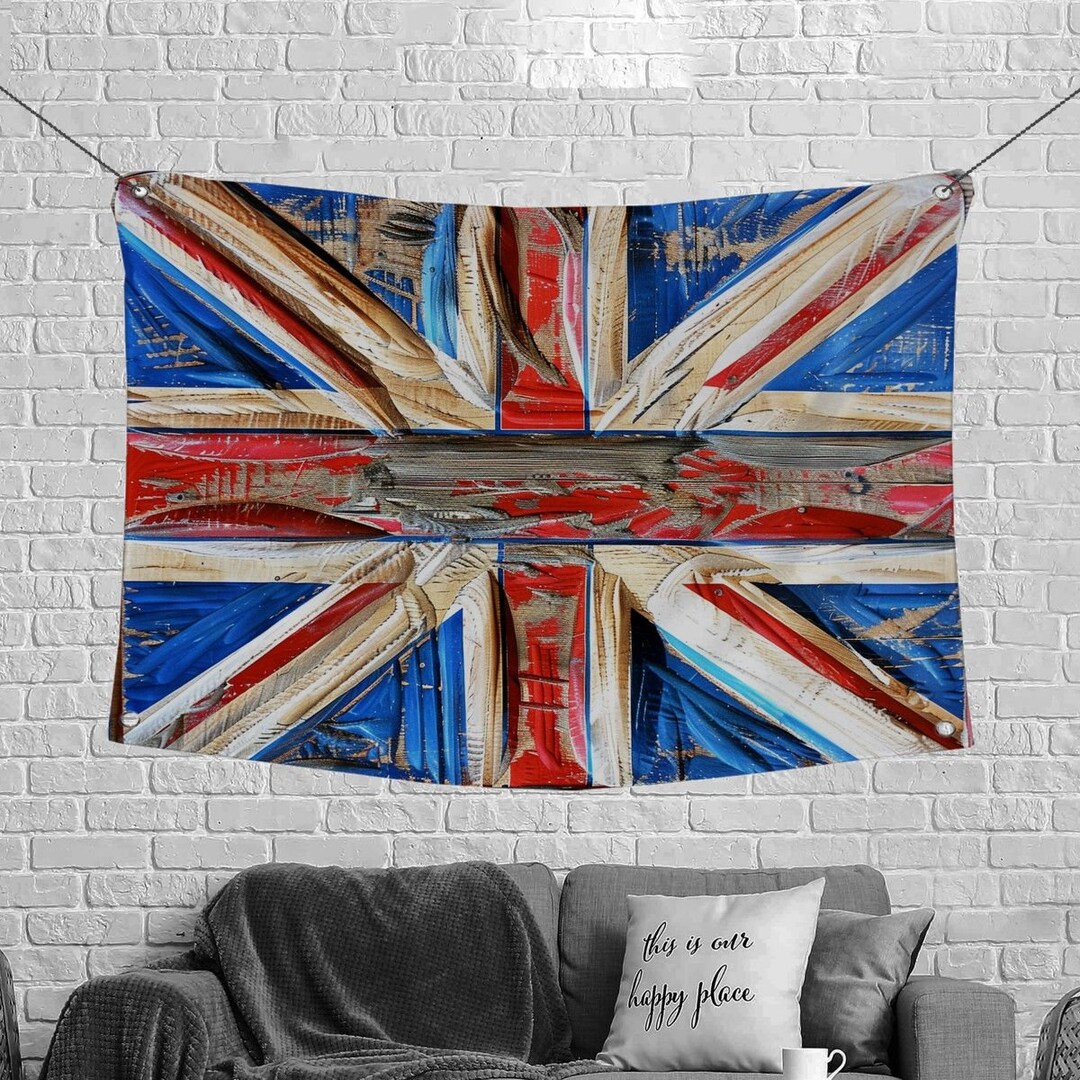 Distressed Union Jack Wall Art, Symbolic Wall Decor, Patriotic Tapestry ...