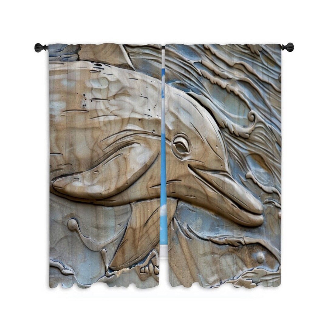 Dolphin Window Curtain, Animal Sculpture Curtains, Playful Curtain ...