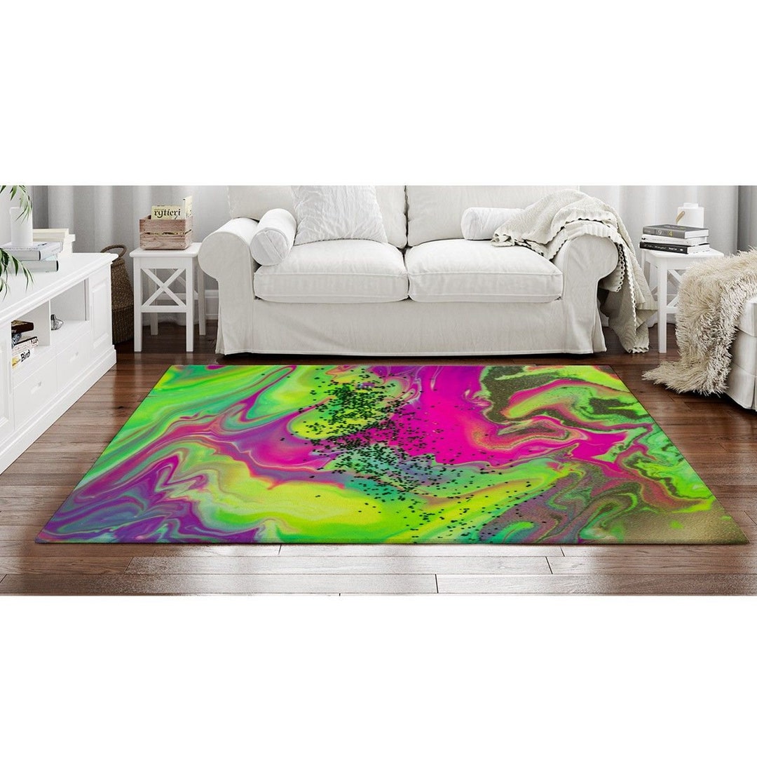 Pink and Green Rugs Fluorescent Marble Liquid Area Rug Green - Etsy