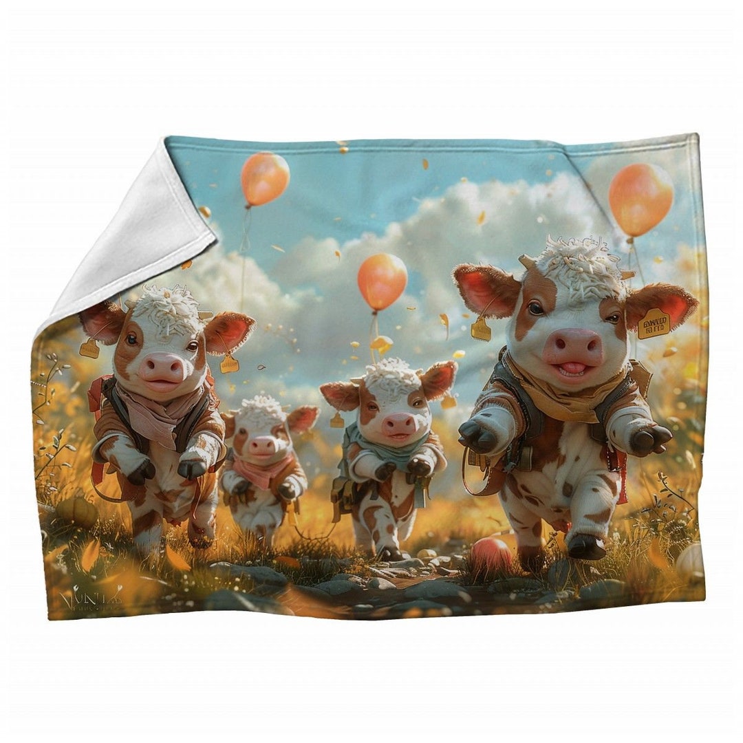 Animated Calves Blanket, Artwork Blankets, Whimsical Scene Sherpa ...