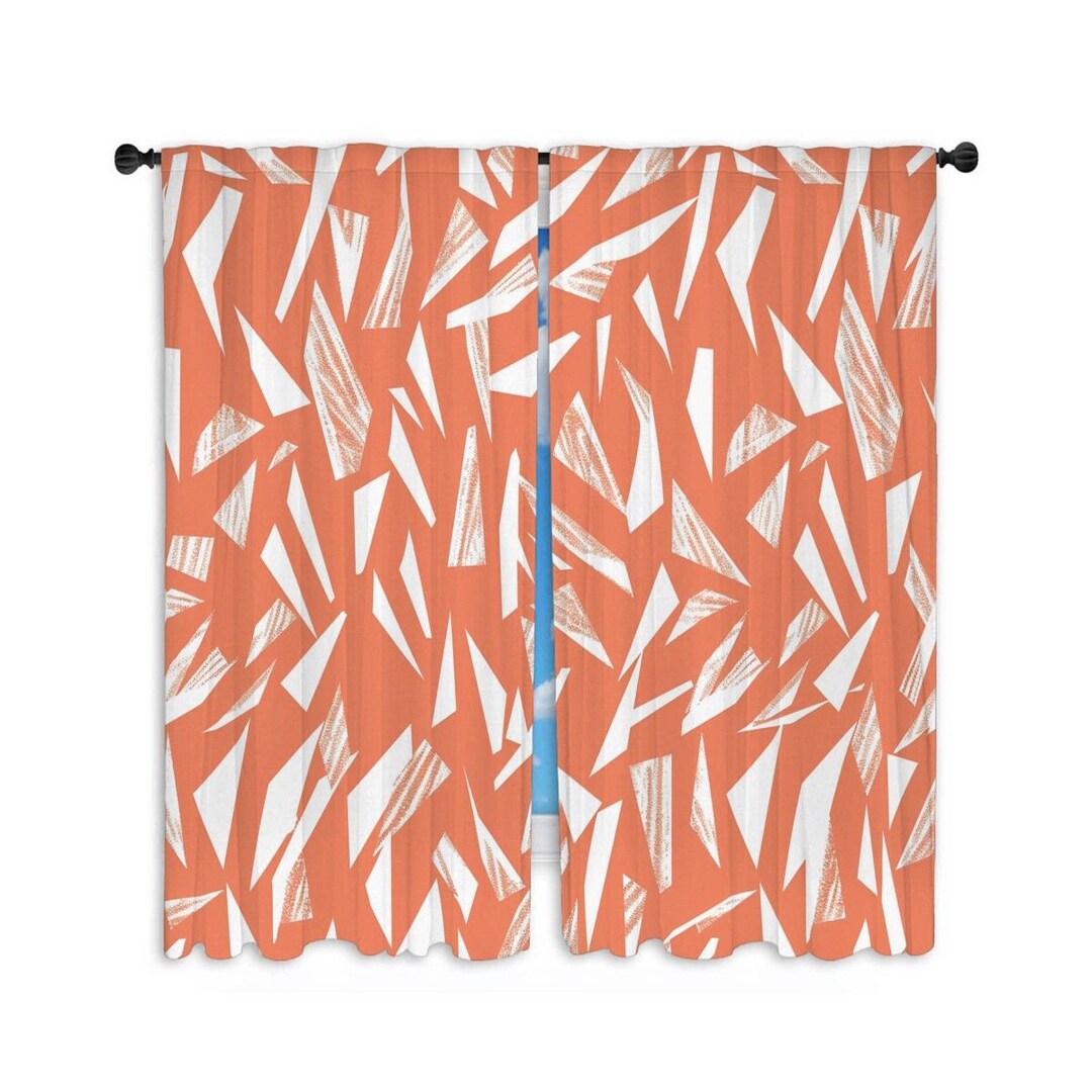 Red Shards Window Curtain, Cool Pattern Curtains, Sharp Curtain Panel ...
