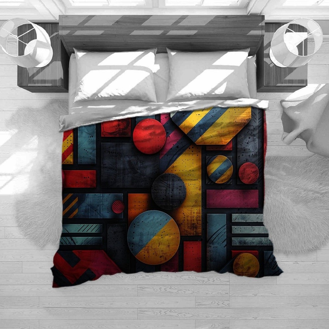 Geometric Shapes Bedding, Artwork Bedding Set, Color Blocks Comforter ...
