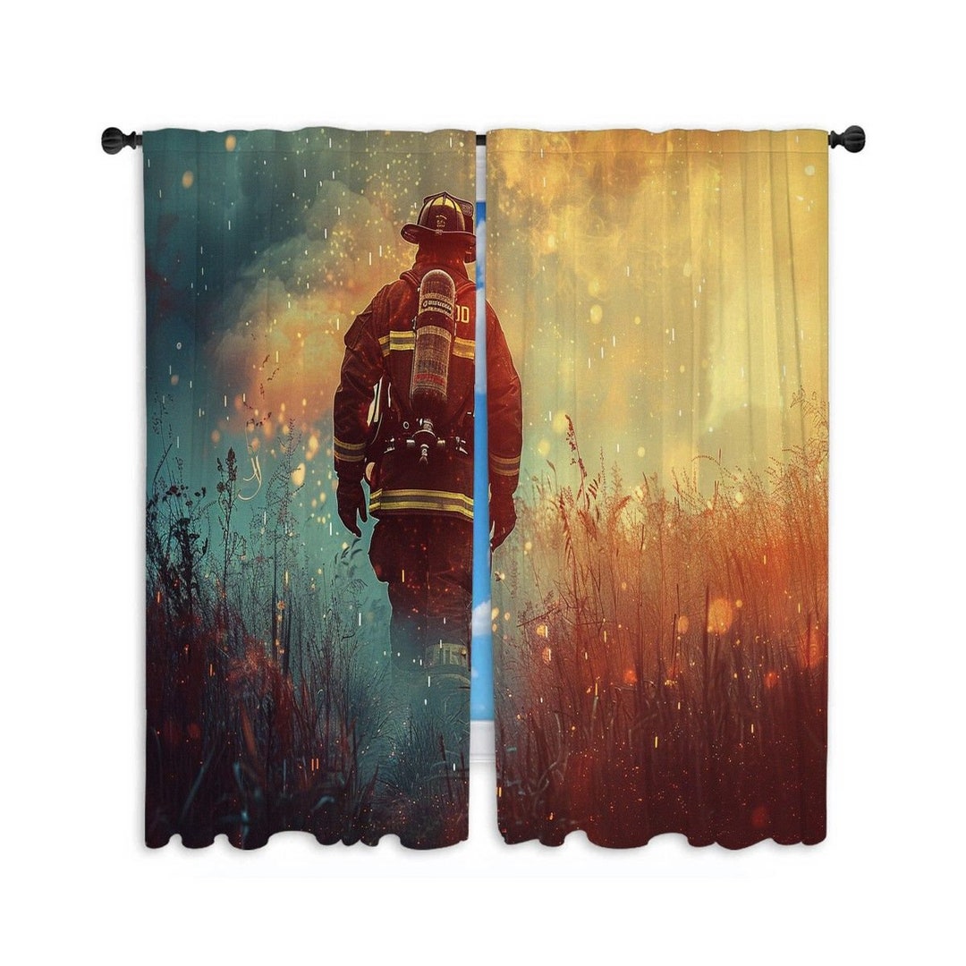 Firefighter Window Curtain, Emergency Curtains, Heroic Curtain Panel ...