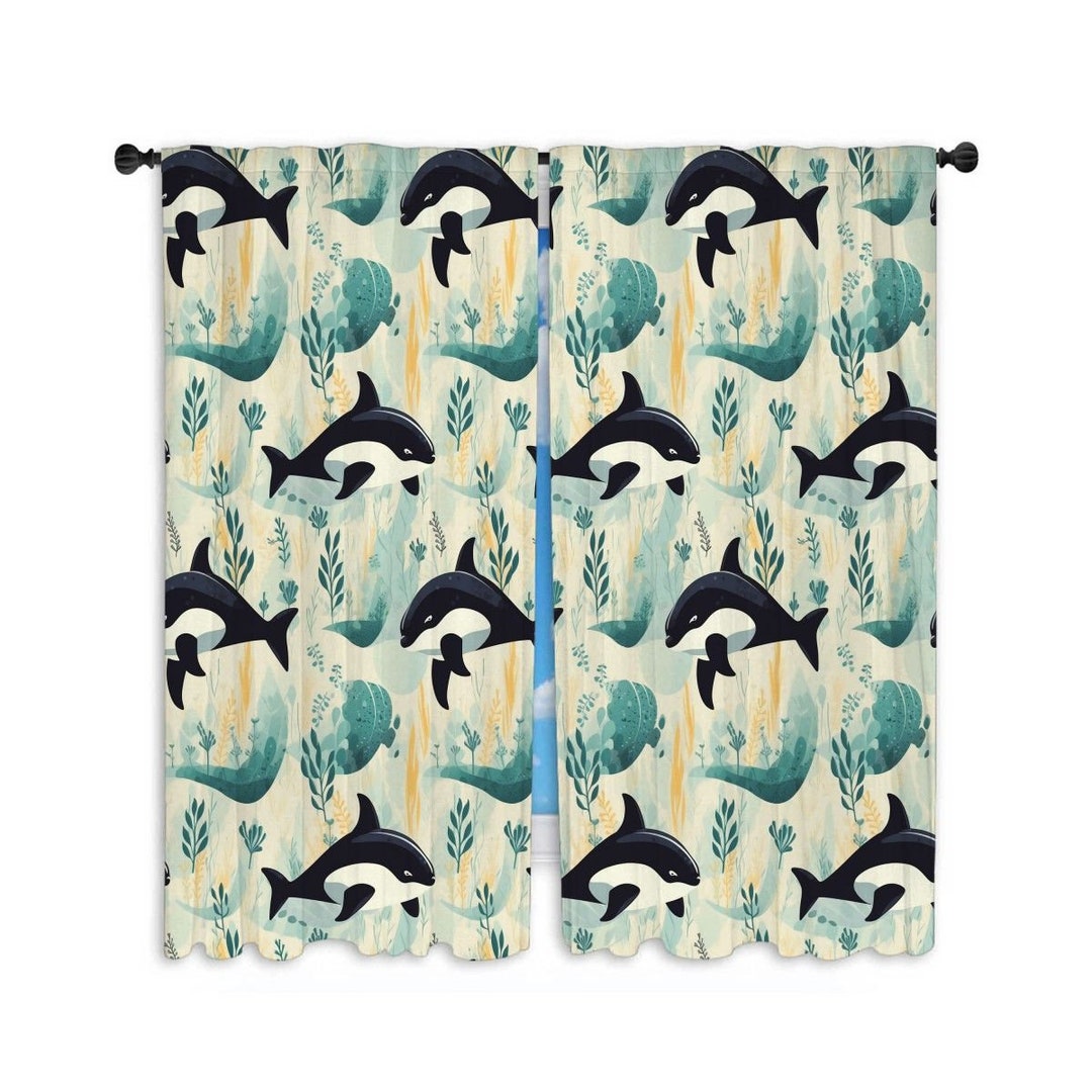 Killer Whale Window Curtain Orca Curtains Ocean Curtain - Etsy