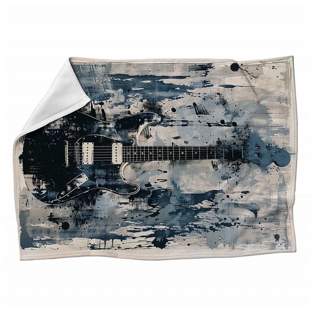 Guitar Blanket, Music Blankets, Instrument Sherpa Blanket, Painterly ...