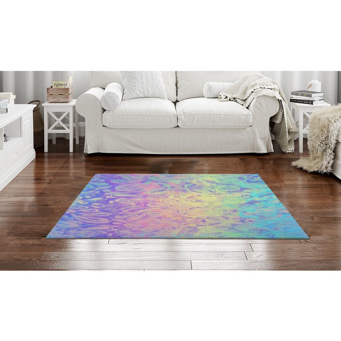 Pastel Rugs Colorful Rug For Living Room Pastel Damask Area | Etsy