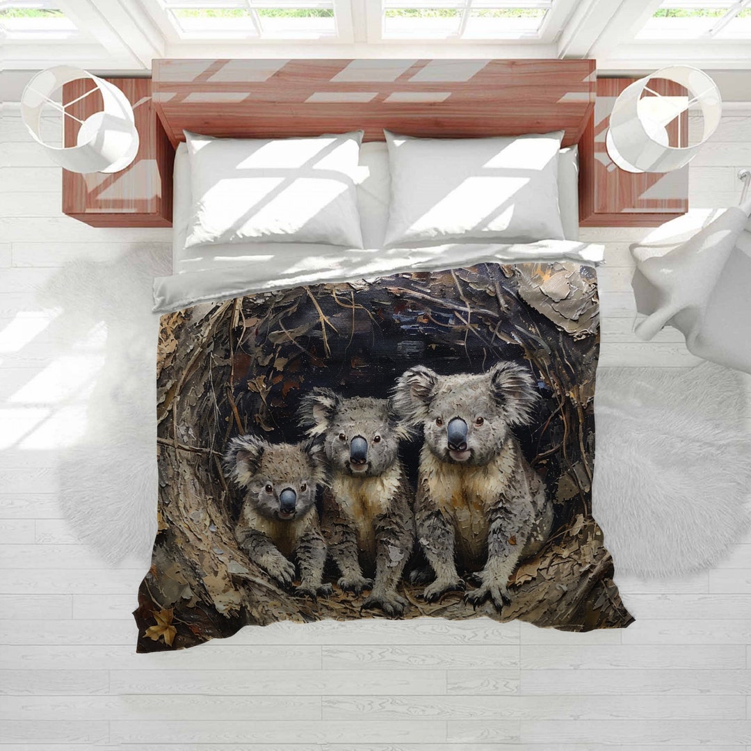 Koalas Bedding, Animal Bedding Set, Natureinspired Comforter, Earthy ...