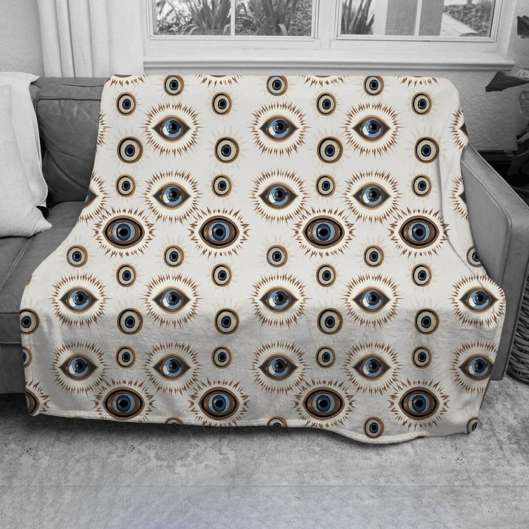 Evil Eye Blanket Blue Evil Eye Blankets Traditional Sherpa - Etsy
