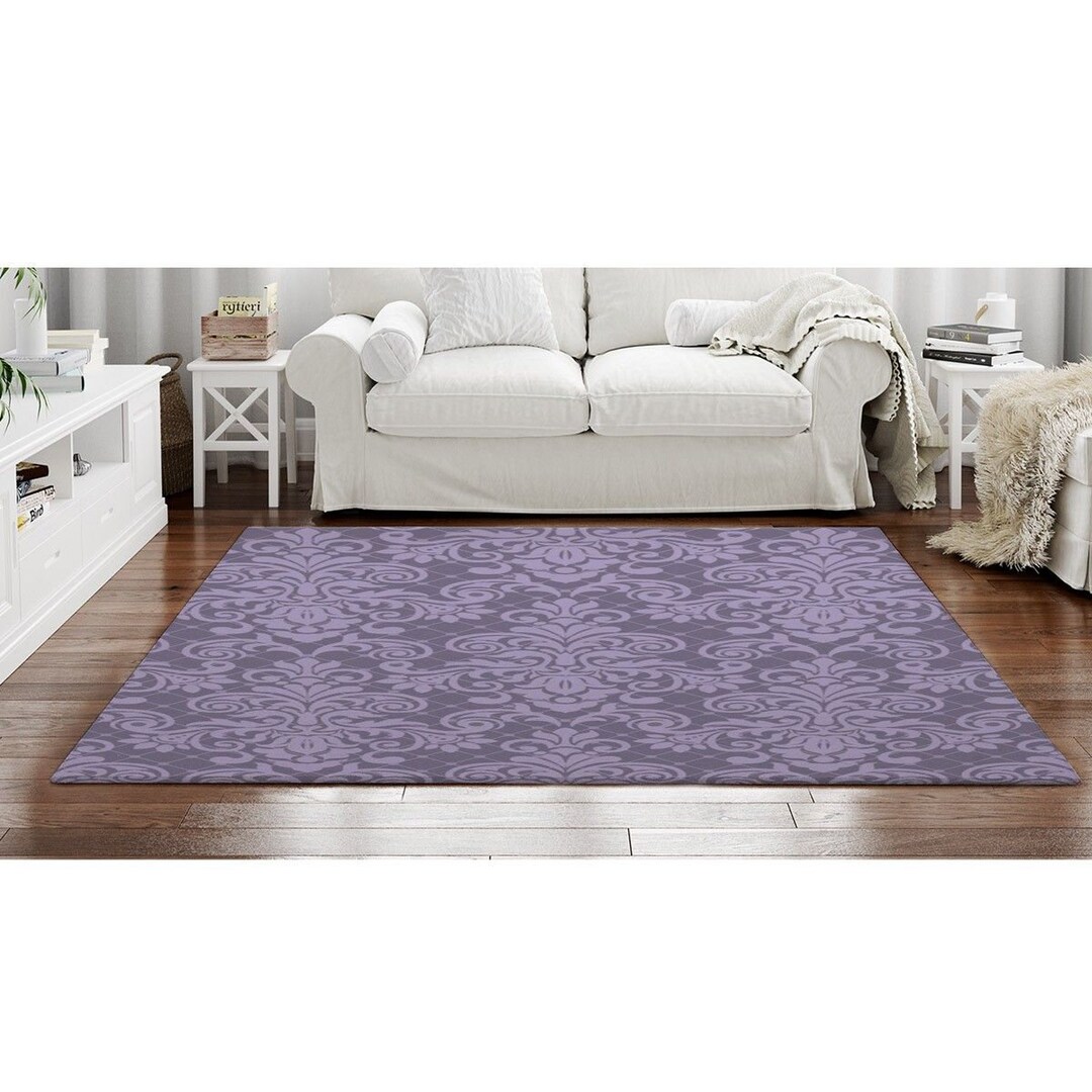 Grey and Purple Rugs Purple Area Rug Grey and Purple Damask - Etsy